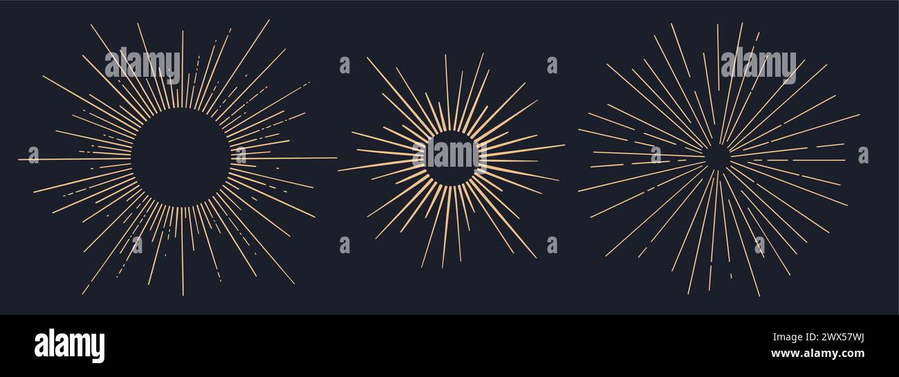Sunburst, sun light ray. Vintage graphic set Stock Vector Image & Art ...
