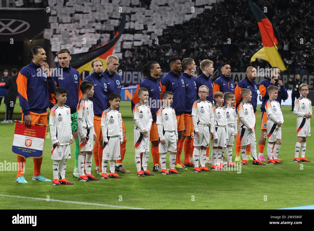 Frankfurt, Germany - 26. MARCH 2024: the team of the Netherlands, #1 Bart Verbruggen (Keeper ...