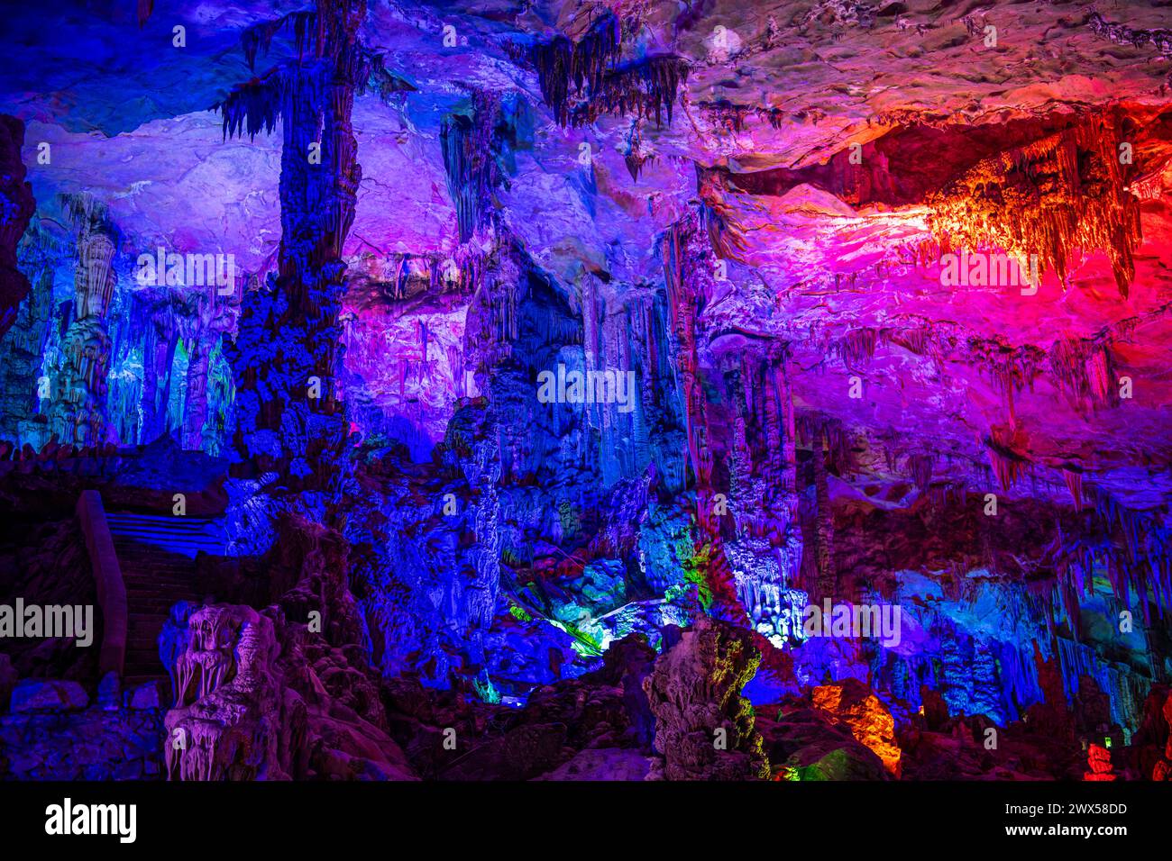 A natural cave in Guilin - China which is beautifully decorated with ...