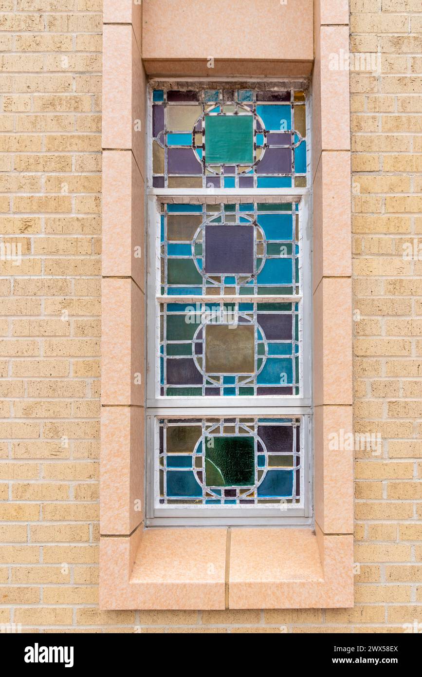 Stained glass window in the First Baptist Church, downtown McAllen ...