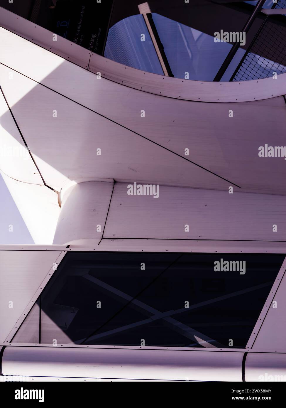 Detailed view of the side of a building showing architectural features ...