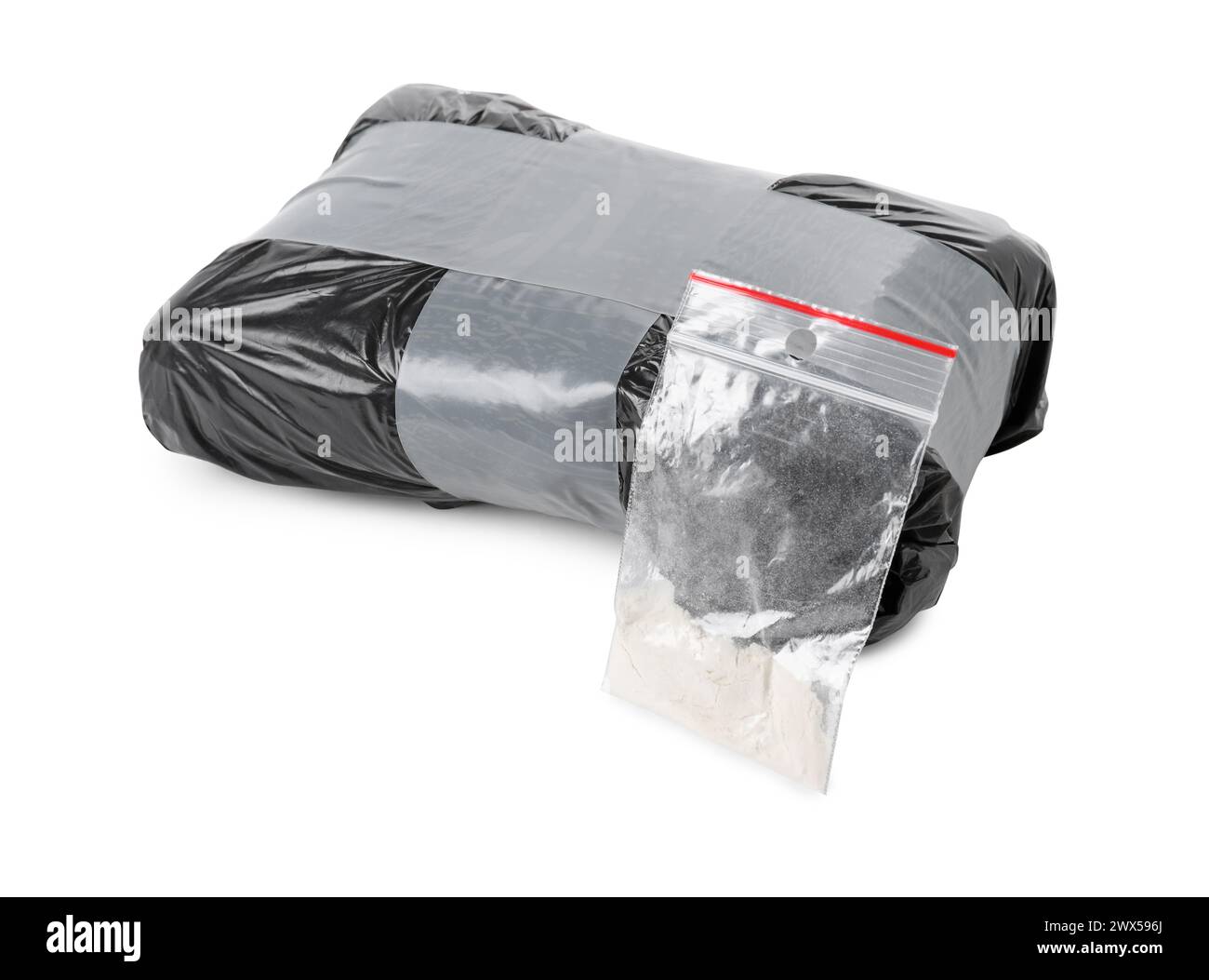 Packages with narcotics isolated on white. Drug addiction Stock Photo ...