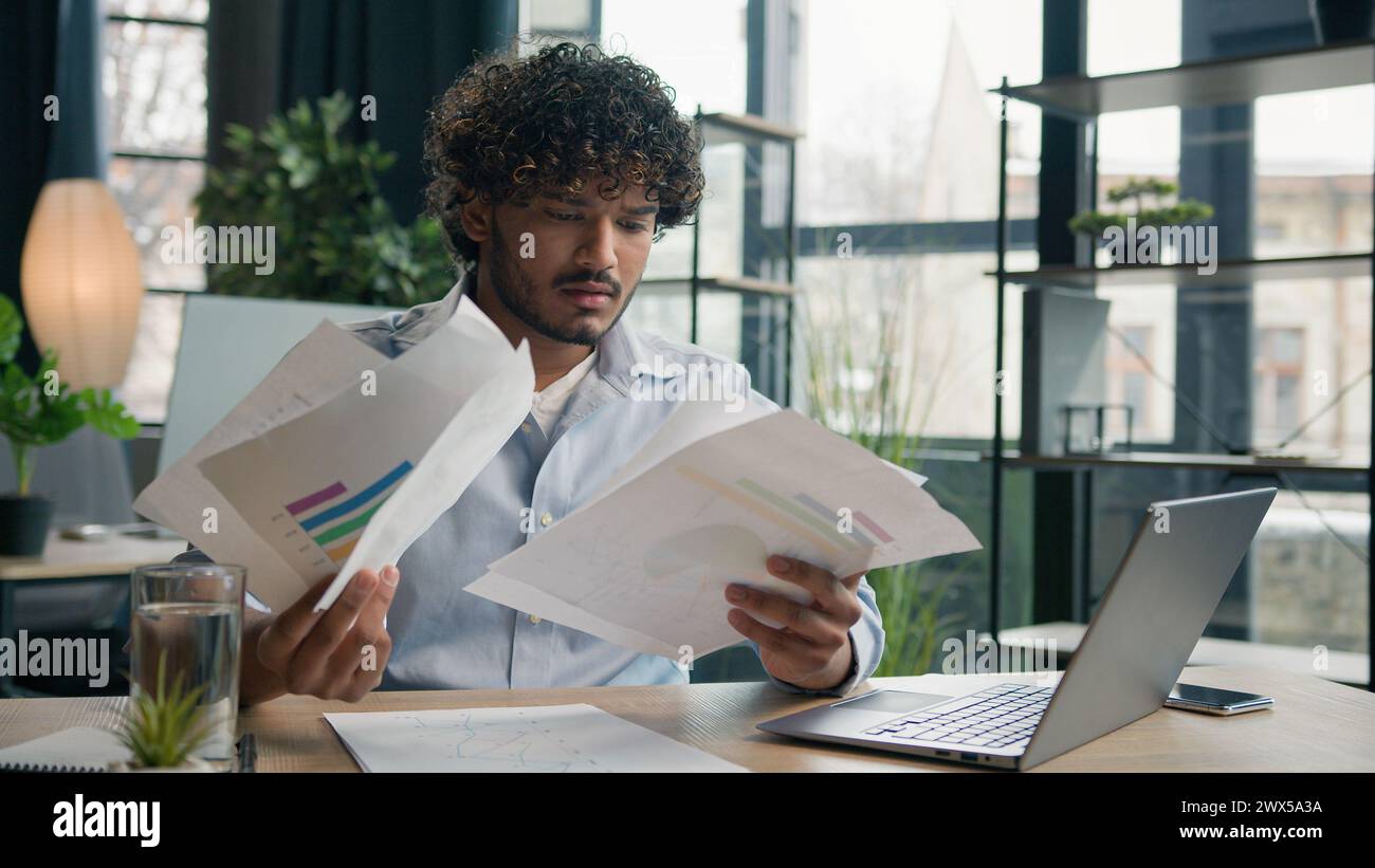 Mad stressed crazy Arabian Indian man in office failure work angry ...
