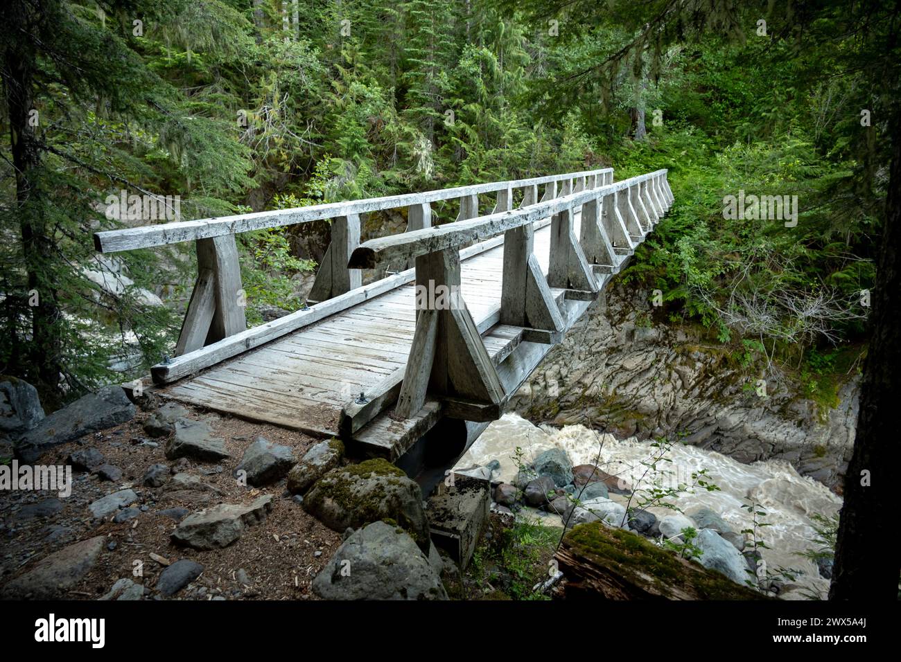 Large Stock Bridge Crosses The South Puyallup River In Mount Rainier ...