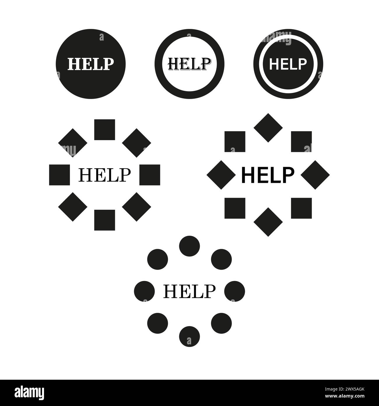 Help buttons set. Circle and diamond assistance icons. Support symbol ...