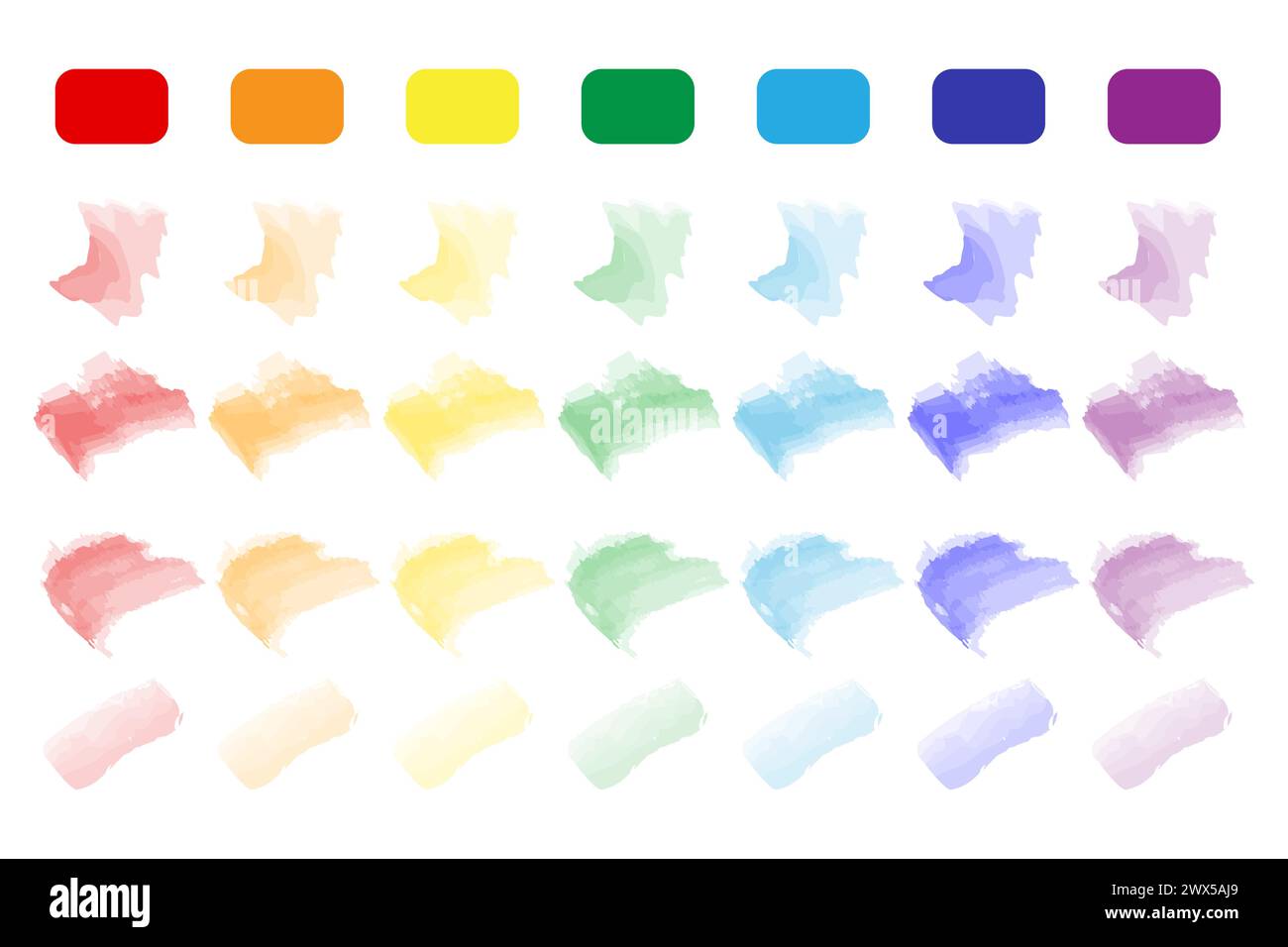 Color swatches and brush strokes. Artistic watercolor collection ...