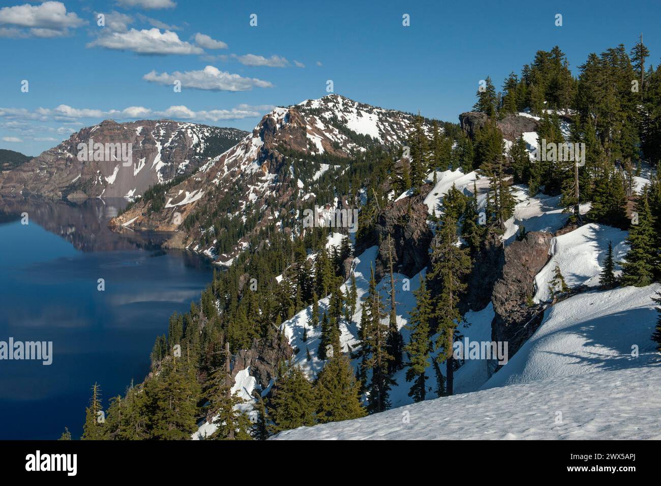 The rim of Oregon's Crater Lake, as seen from Discovery Point Stock ...