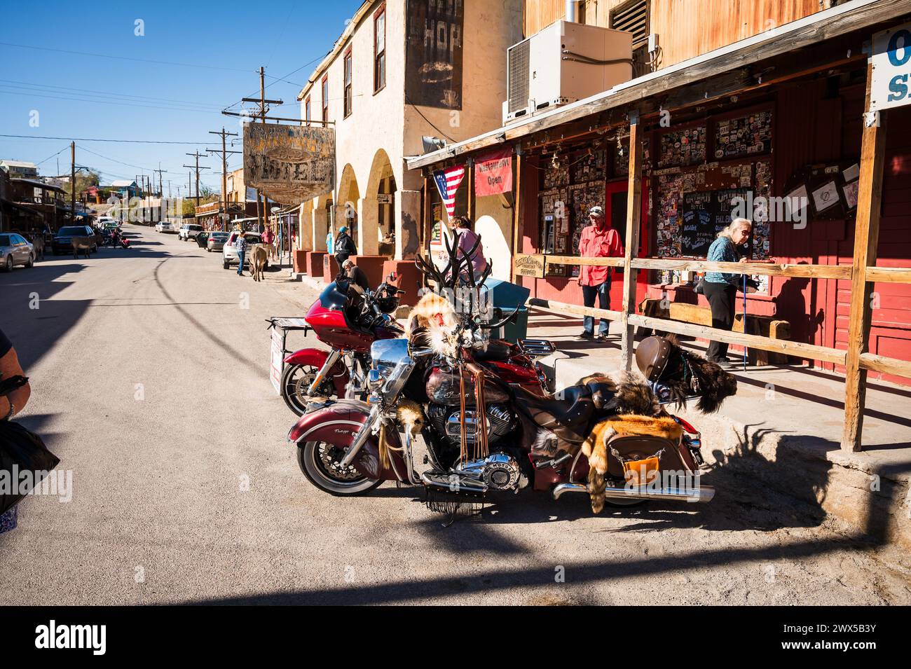 Custom motorcycles on the main street of the historic gold mining town ...