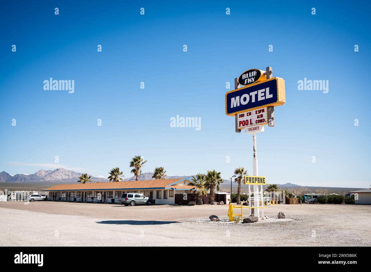 A desert motel on the highway south of Las Vegas Nevada, USA Stock ...