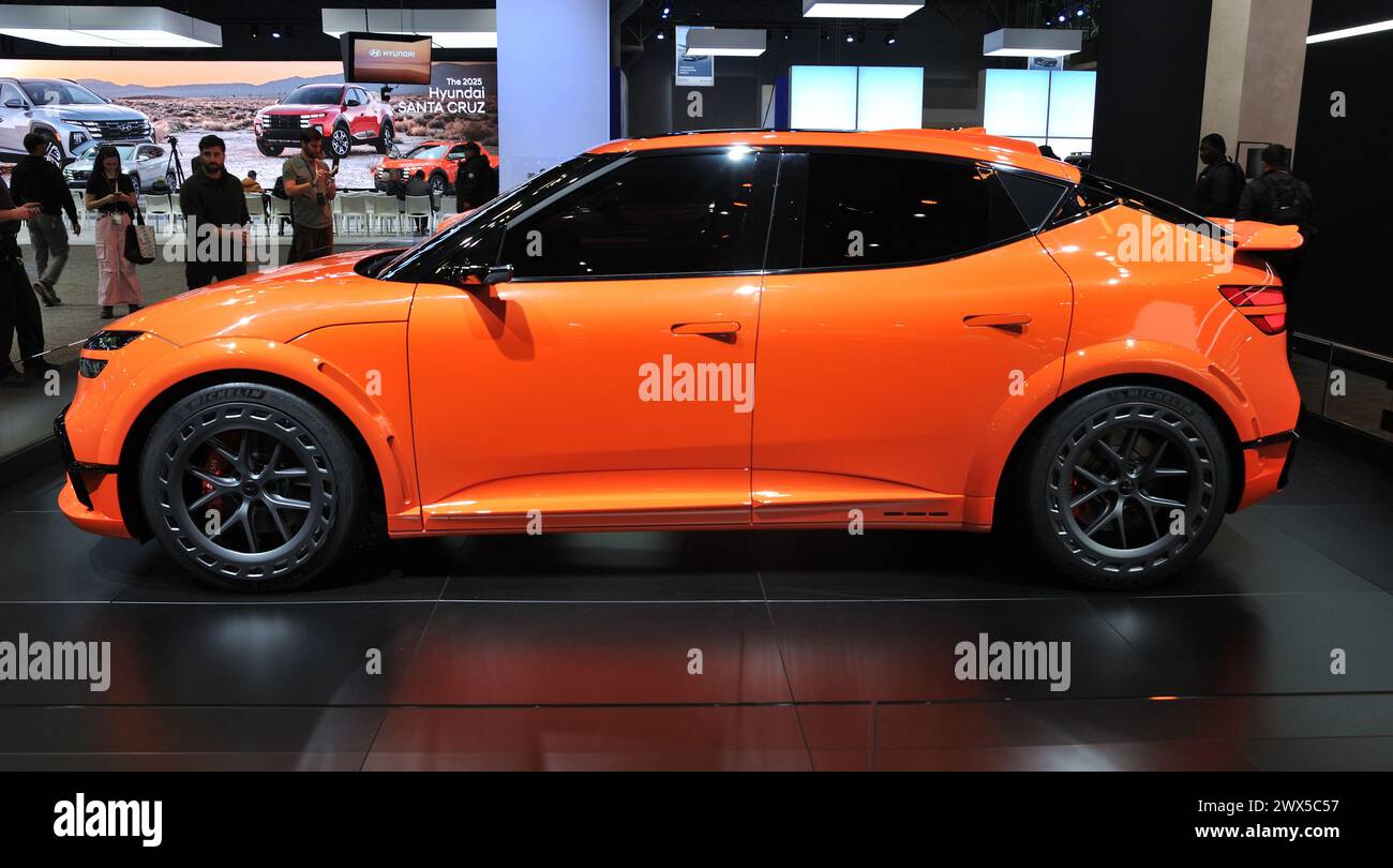 New York, USA. 27th Mar, 2024. Genesis GV60 Magma concept on display at ...