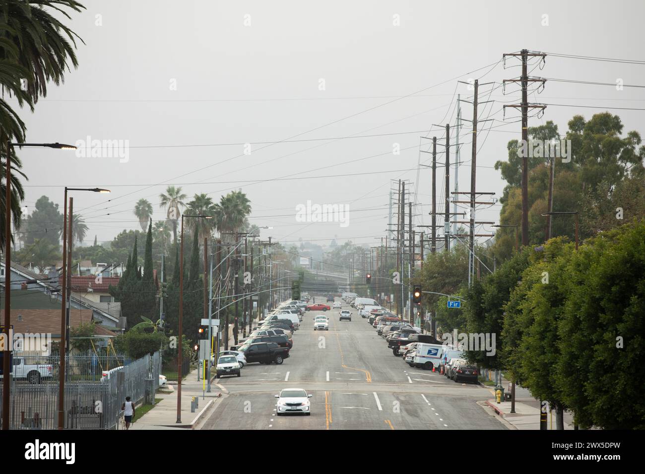 Inglewood, California, USA - October 7, 2022: Afternoon foggy sunlight ...
