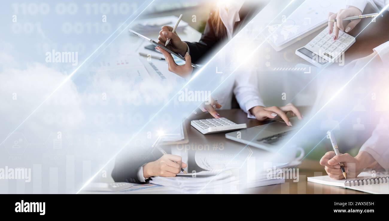 Business working. Business strategy. Data analysis financial Technology connection concept Stock ...