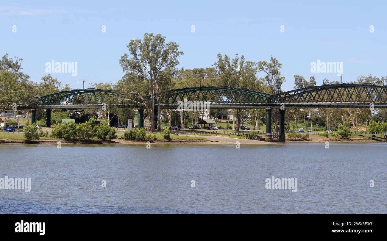 View of the Burnett Bridge over the river in Bundaberg, Queensland ...