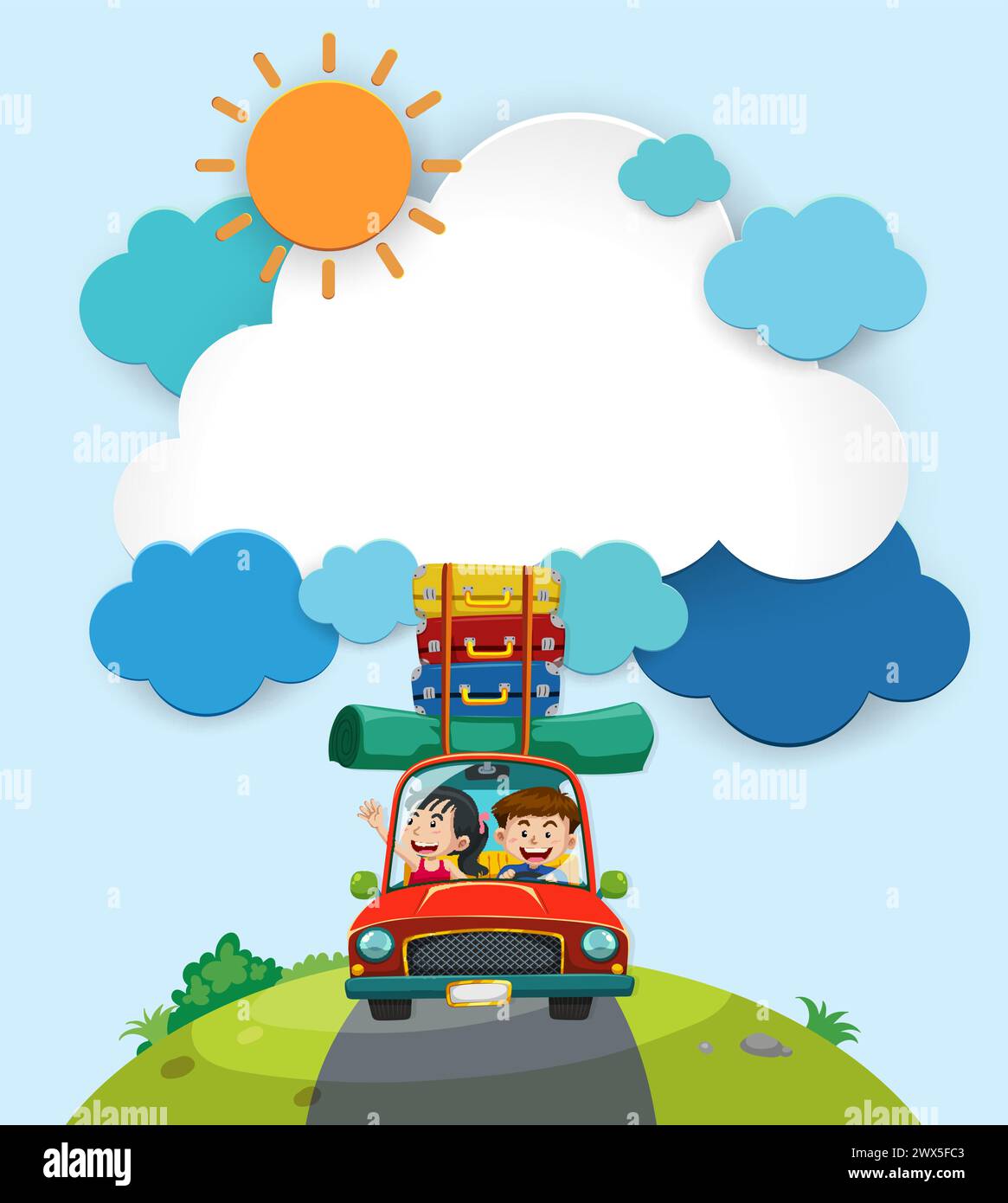 Cartoon family driving on a sunny day Stock Vector Image & Art - Alamy