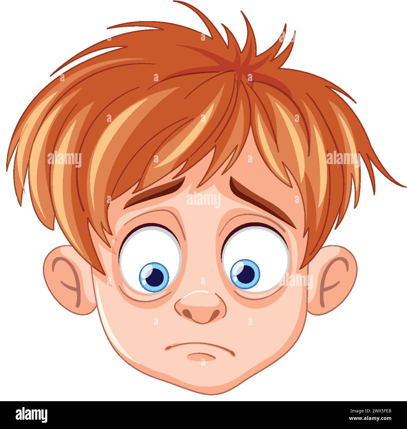 Vector illustration of a boy with a concerned expression Stock Vector ...