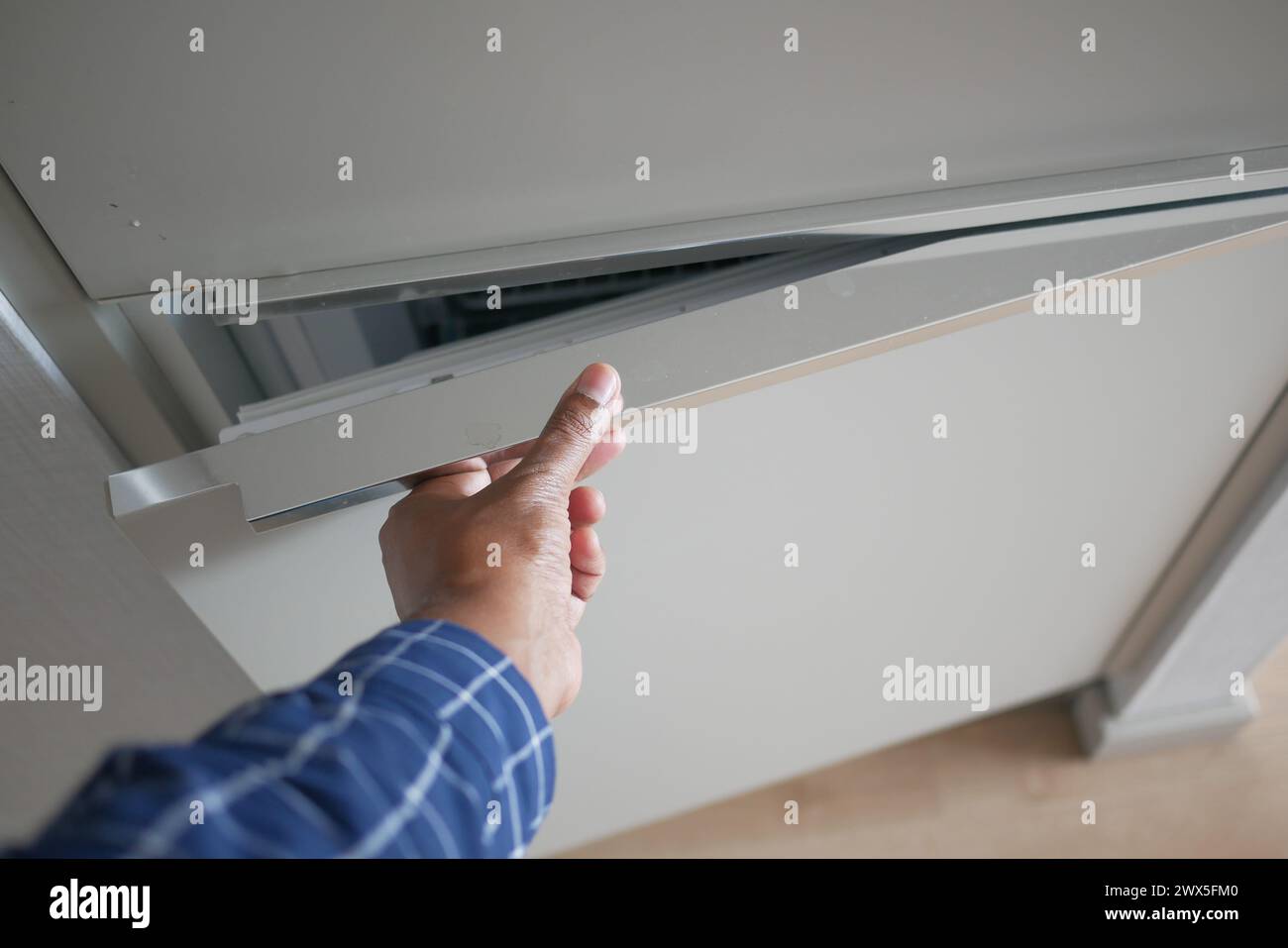half open fridge with food and vegetables Stock Photo - Alamy