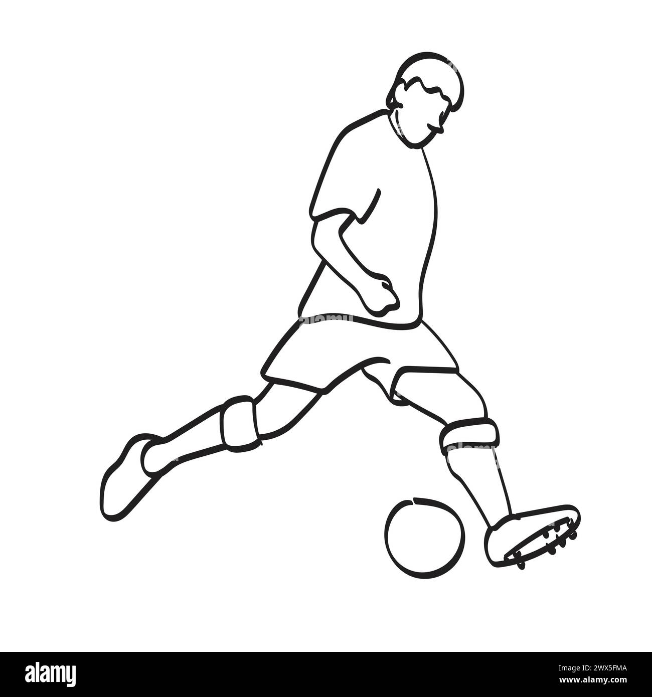 Soccer player running with ball illustration vector hand drawn isolated ...
