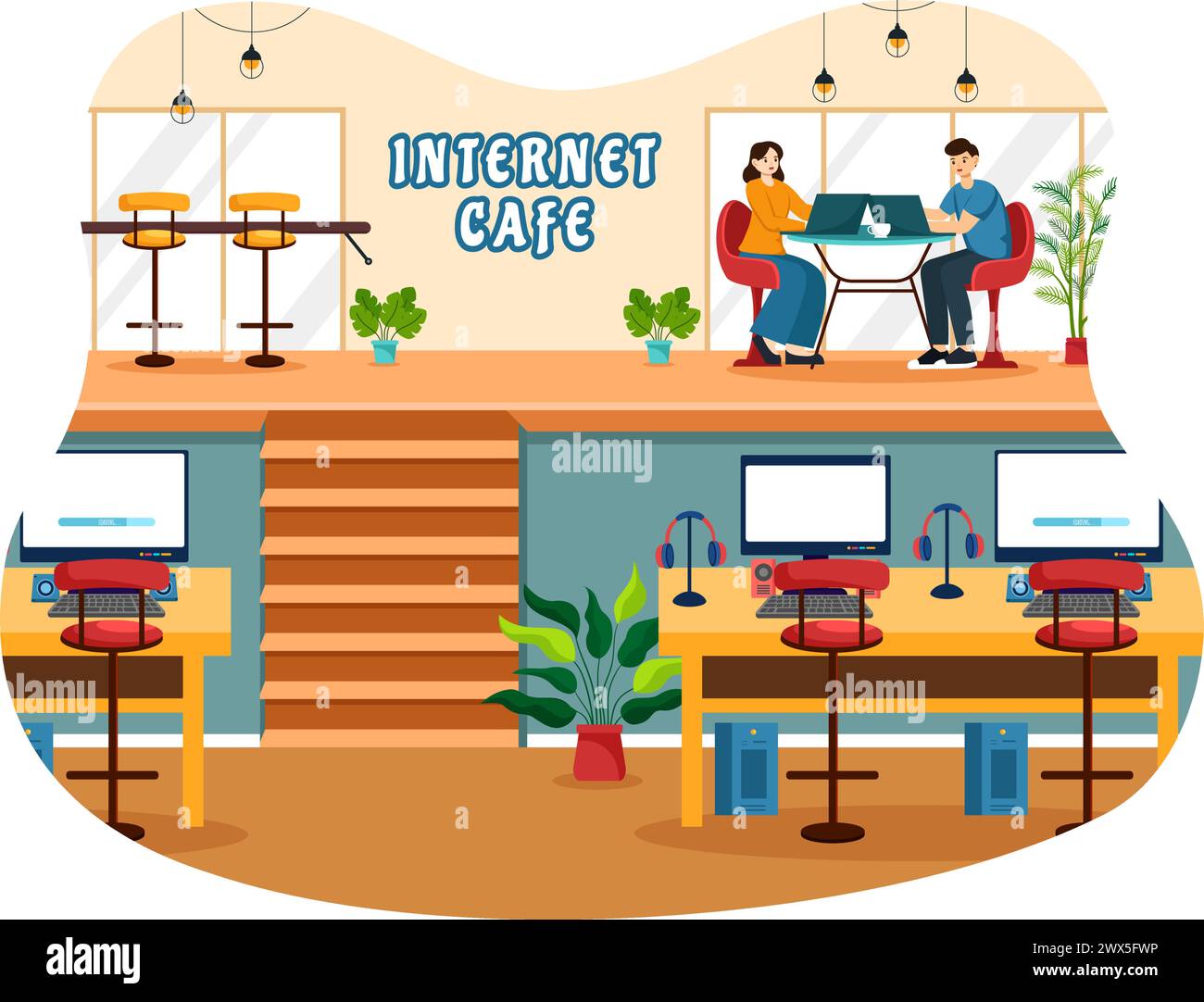 Internet cafe Stock Vector Images - Alamy