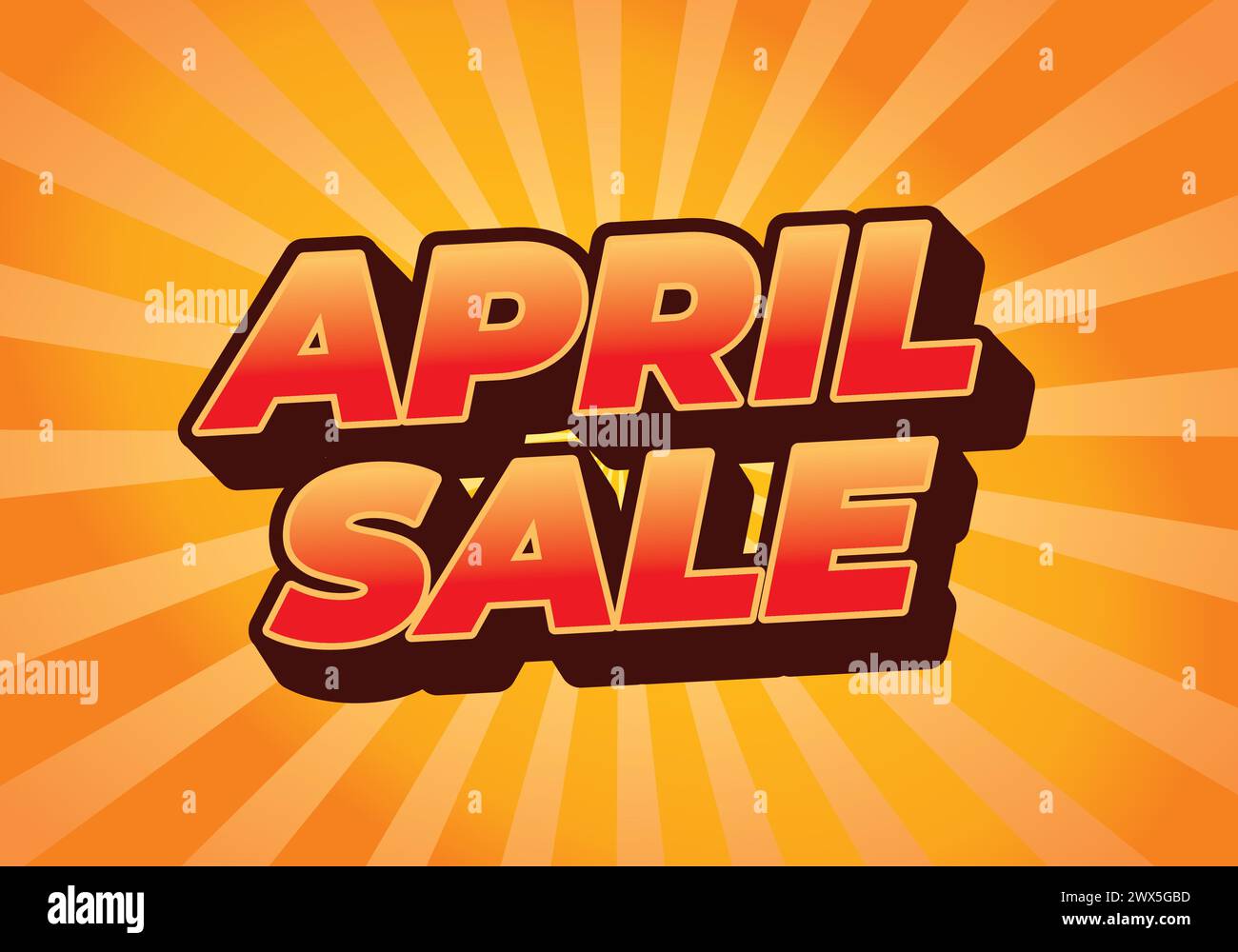 April sale. Text effect design in 3 dimension style Stock Vector Image ...