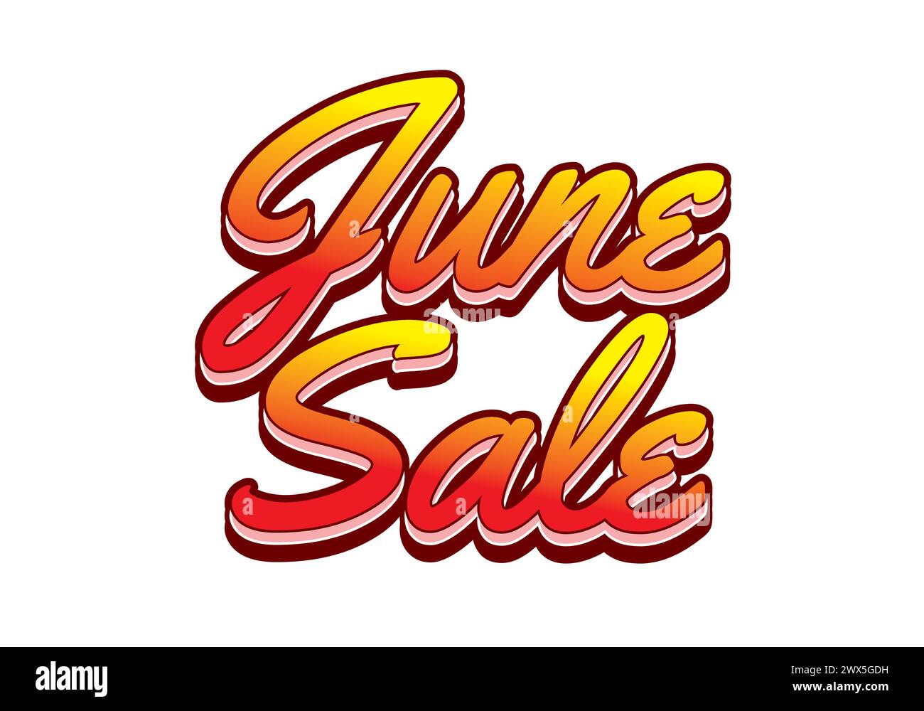 June sale. Text effect design in 3 dimensions style with eye catching ...