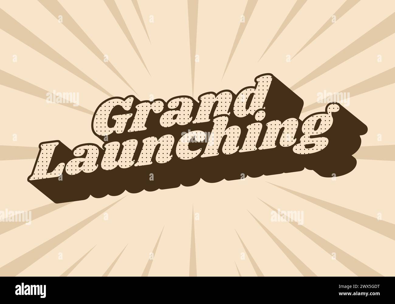 Grand launching. Text effect design in vintage retro style and colors ...