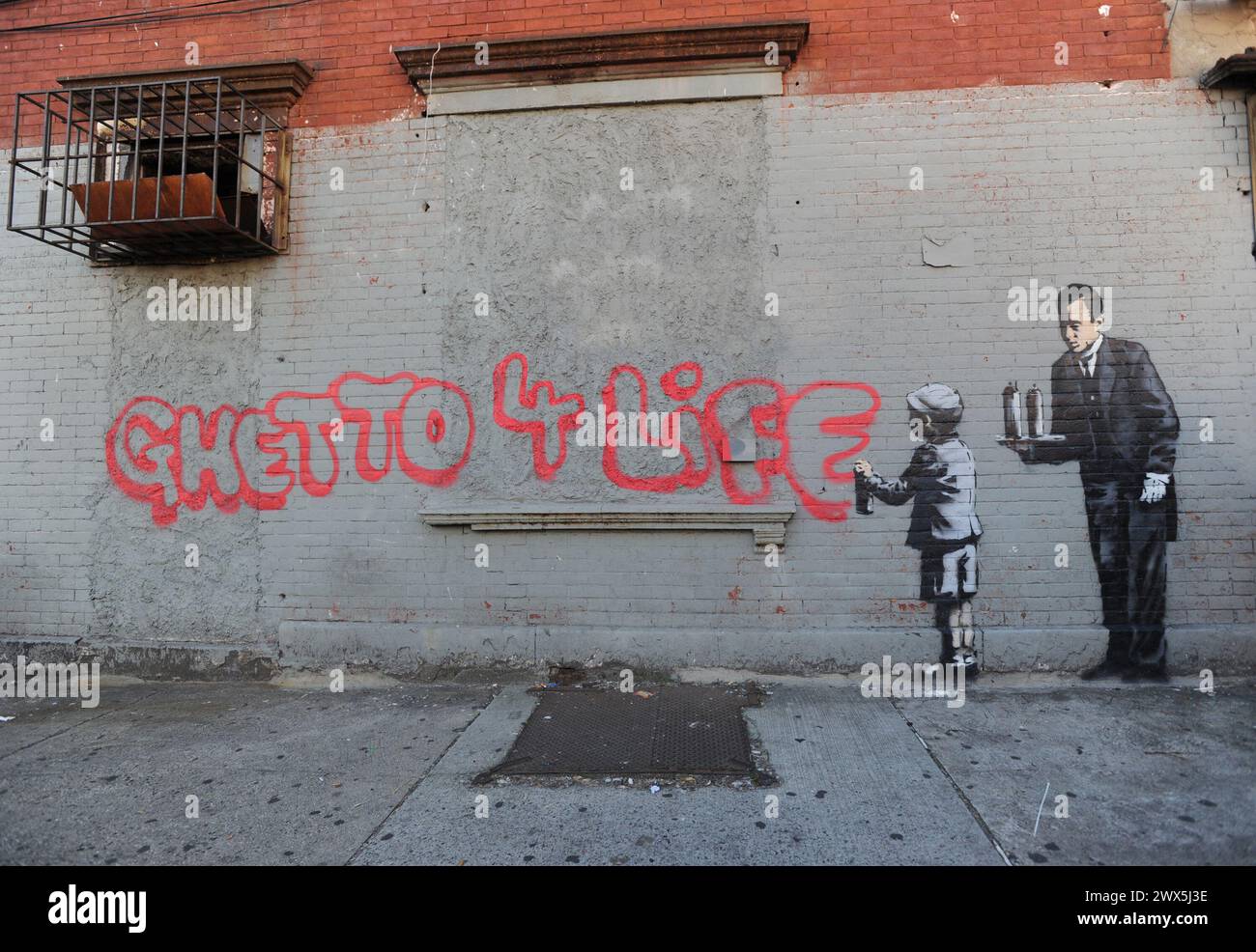 NEW YORK, NY - OCTOBER 21: The latest work from street artist Banksy ...