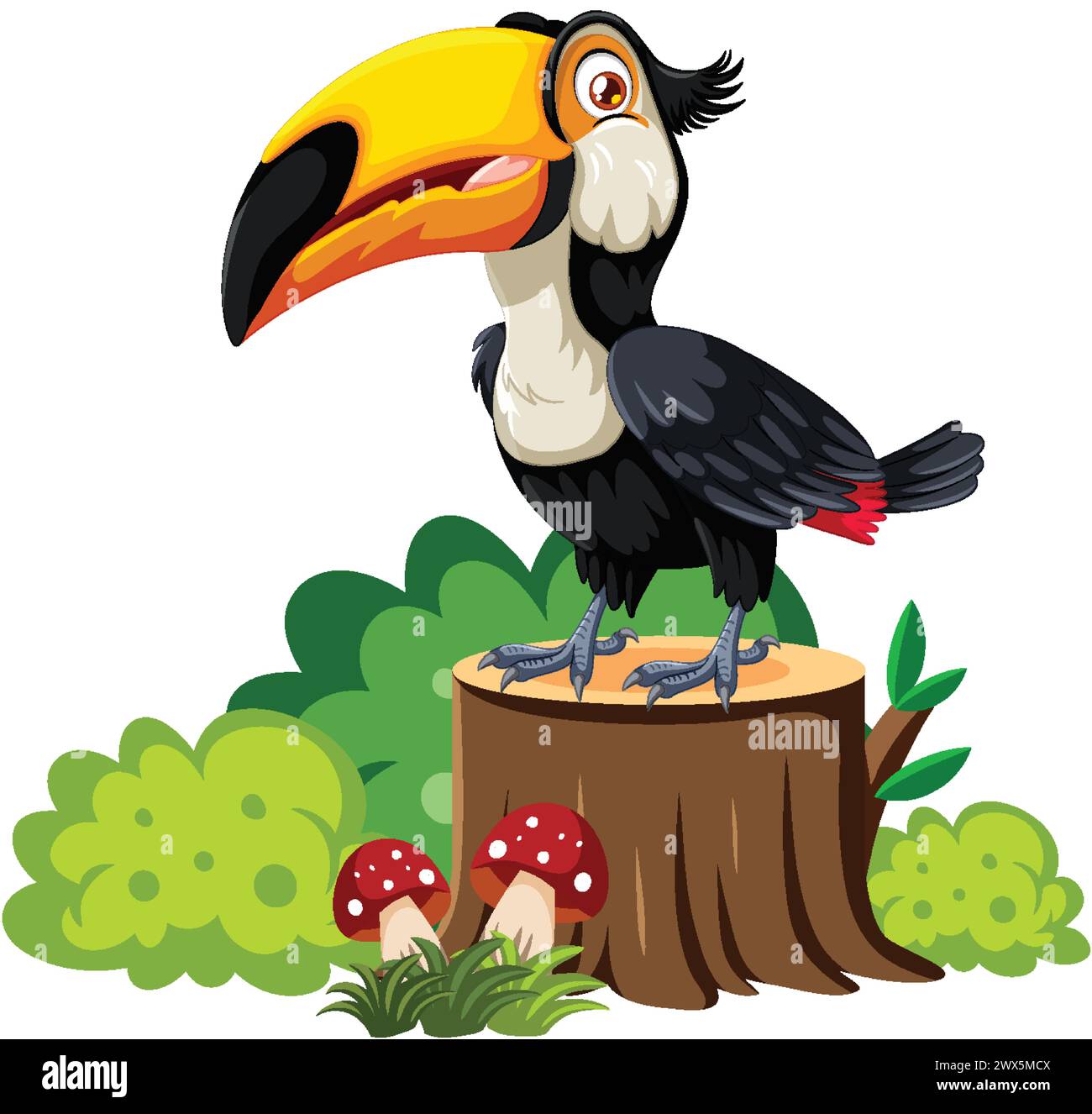 Vector illustration of a toucan in a lush setting Stock Vector Image ...