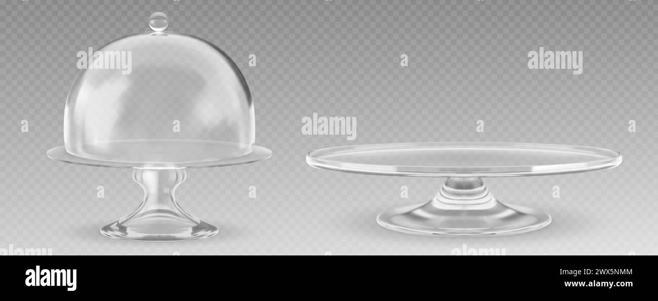 Cake glass stand with dome bell cover mockup. Realistic 3d vector ...