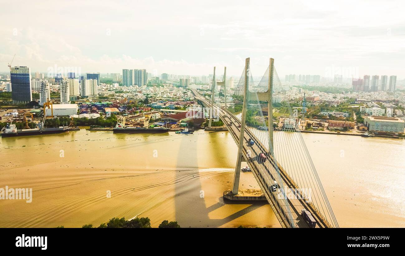 The Phu My bridge over the Saigon river in Saigon, Vietnam Stock Photo ...