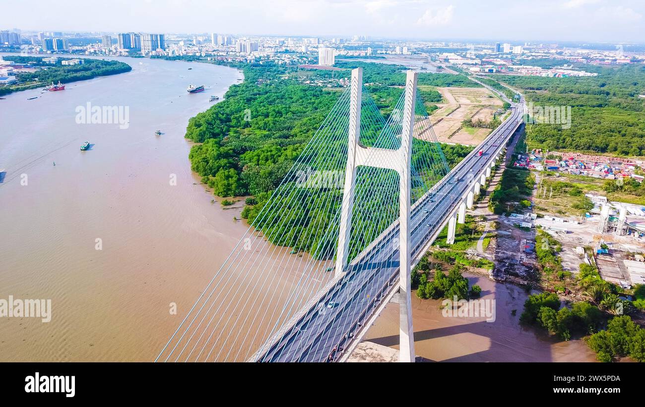 The Phu My bridge over the Saigon river in Saigon, Vietnam Stock Photo ...