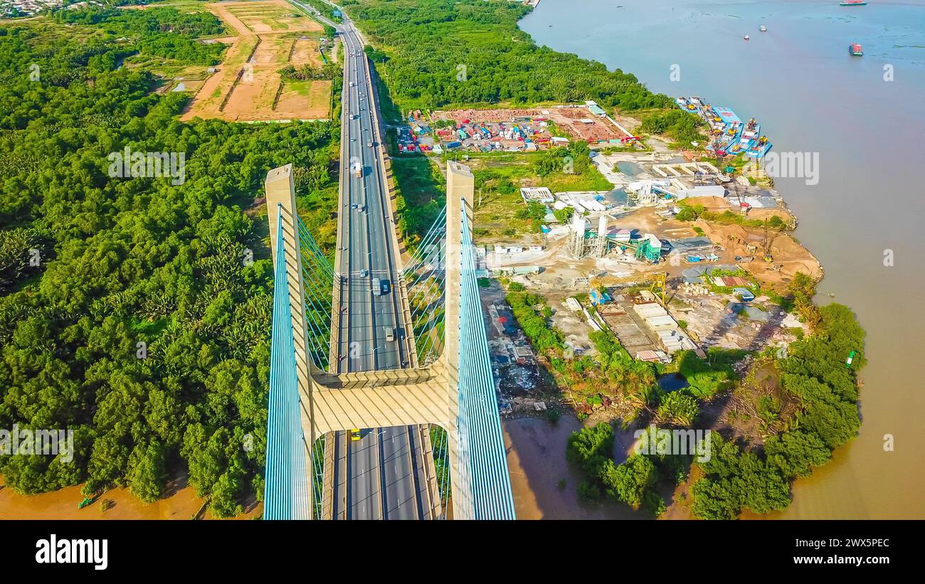 The Phu My bridge over the Saigon river in Saigon, Vietnam Stock Photo ...