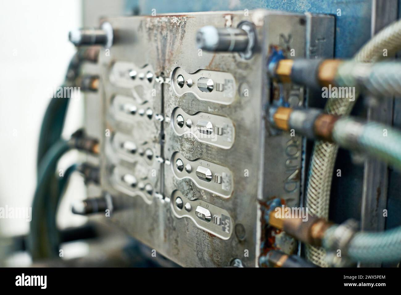 Radiator, factory and machine with closeup, technology and ...