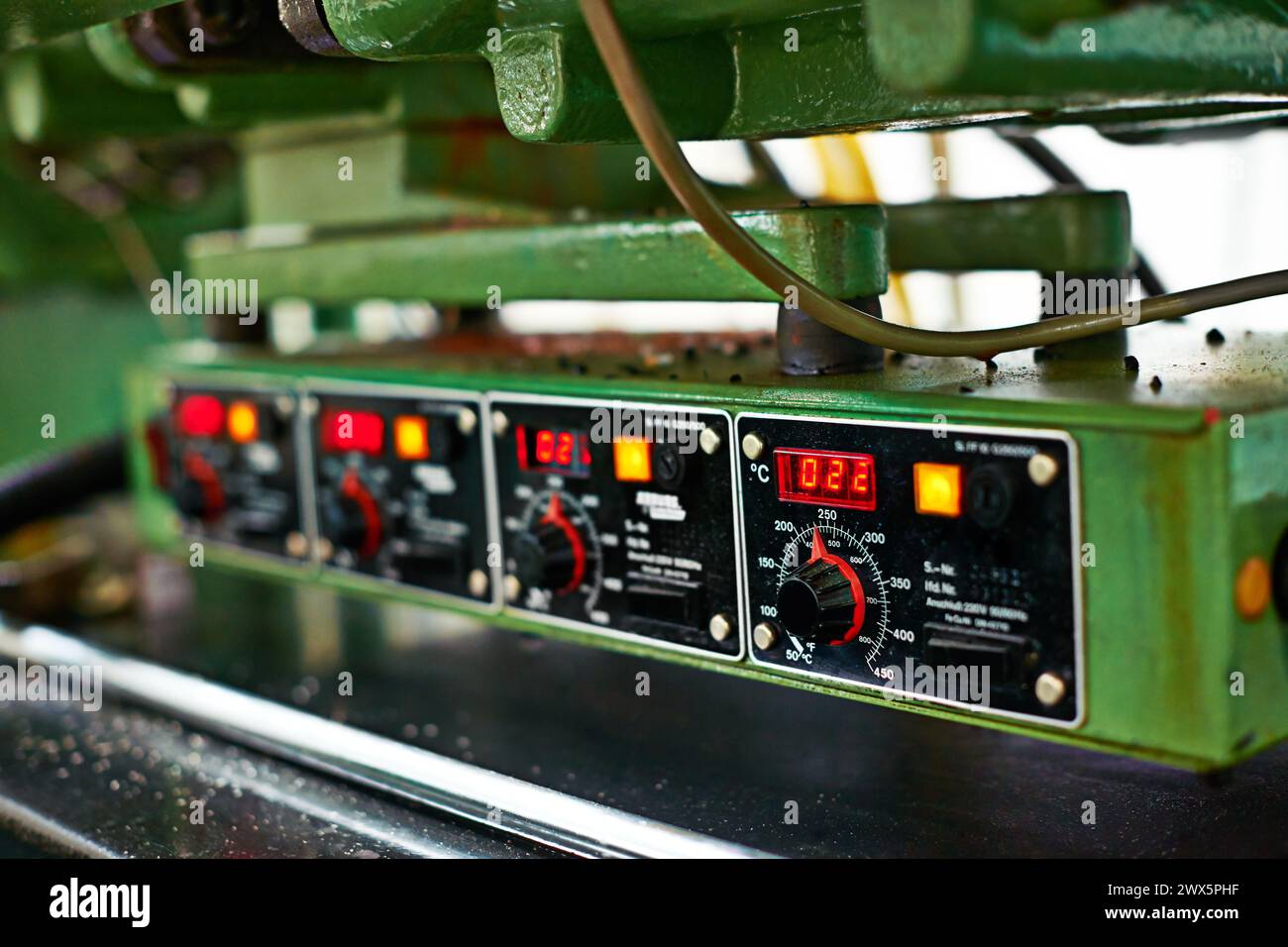 Control panel, industry and machine with closeup, technology and ...