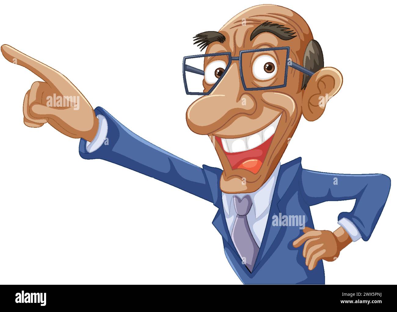 Cartoon of a man pointing excitedly to the side Stock Vector Image ...