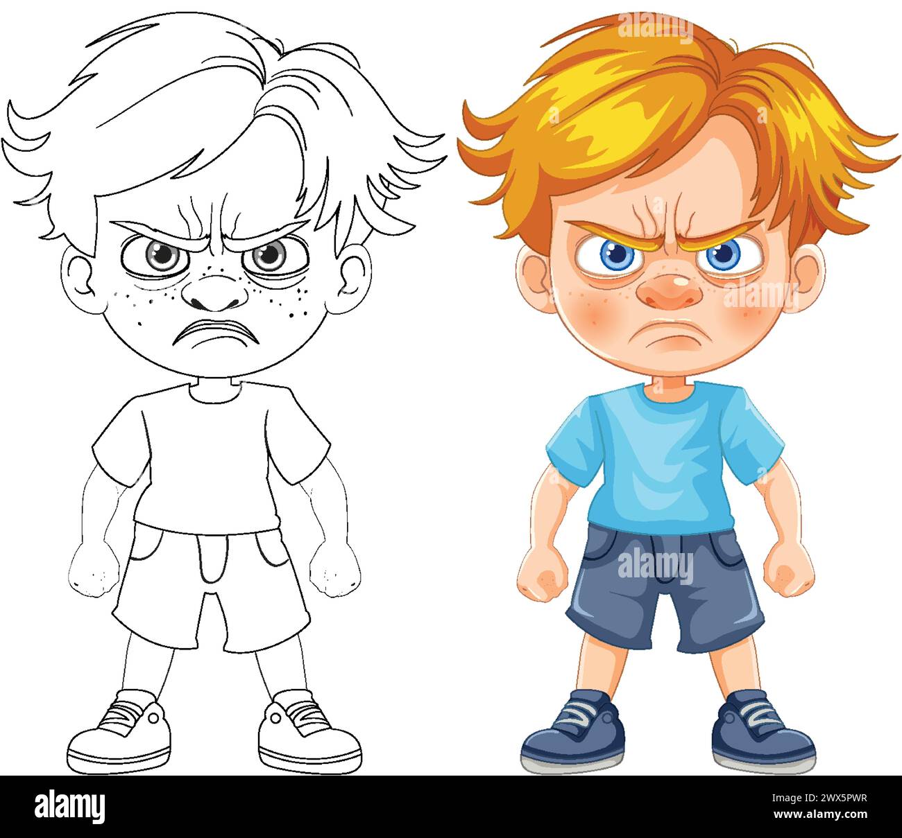 Colorful and outlined angry boy illustrations Stock Vector Image & Art ...