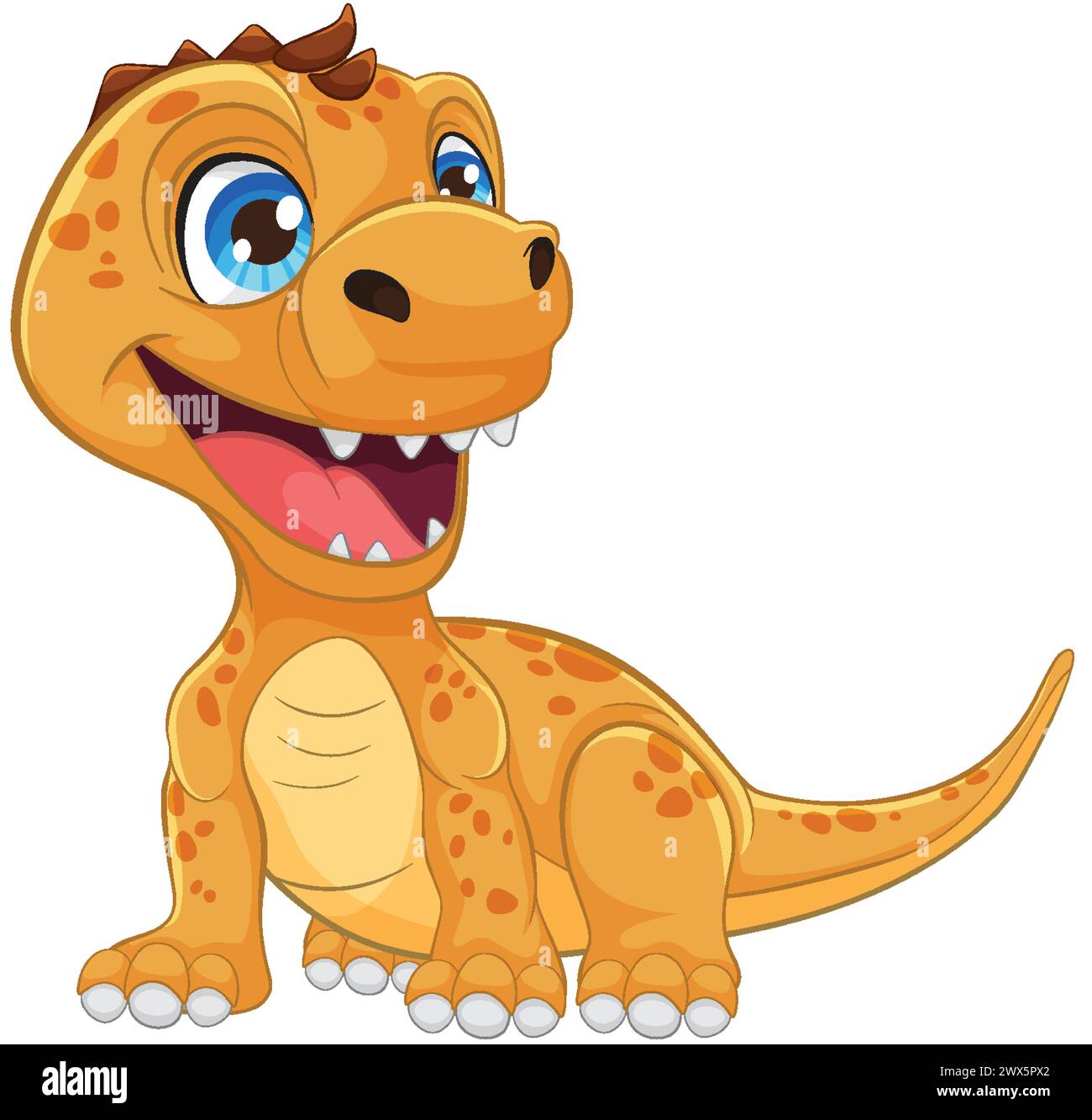 Cute, smiling cartoon dinosaur in a playful pose Stock Vector Image ...