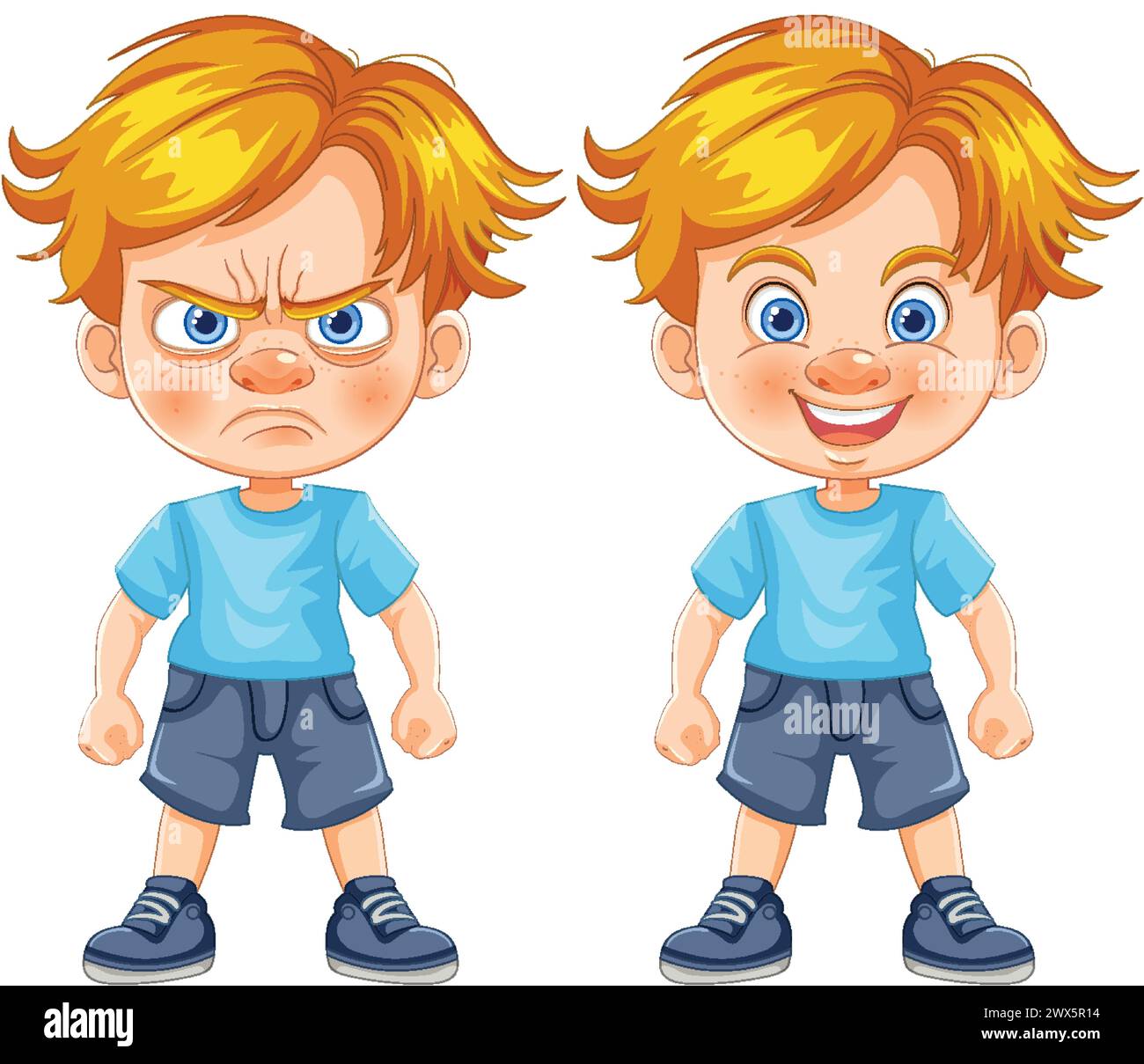 Vector illustration of boy showing different emotions Stock Vector ...