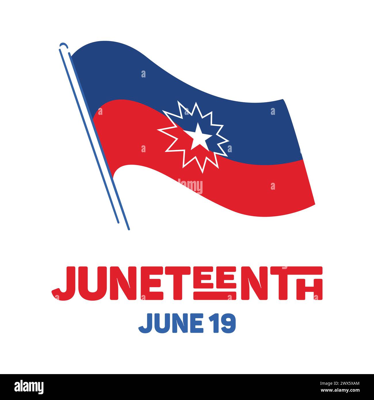 Juneteenth. Freedom Day. Flag, white star on a blue-red background. US ...