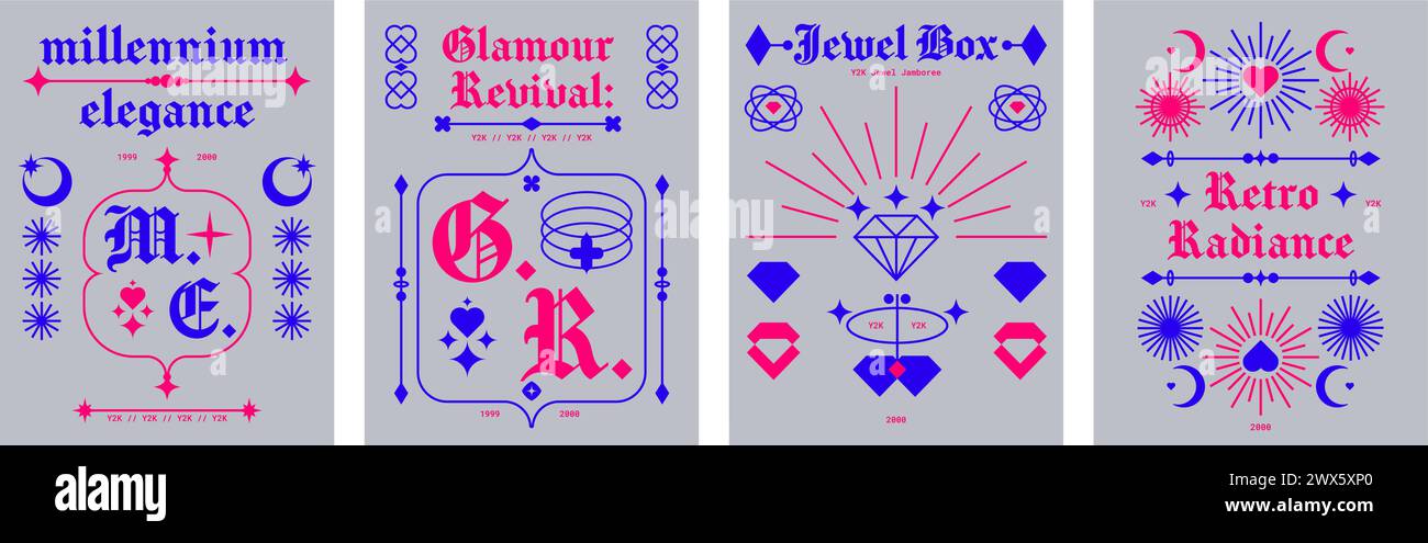 Nostalgic retro style banners set with abstract design elements. Vector ...