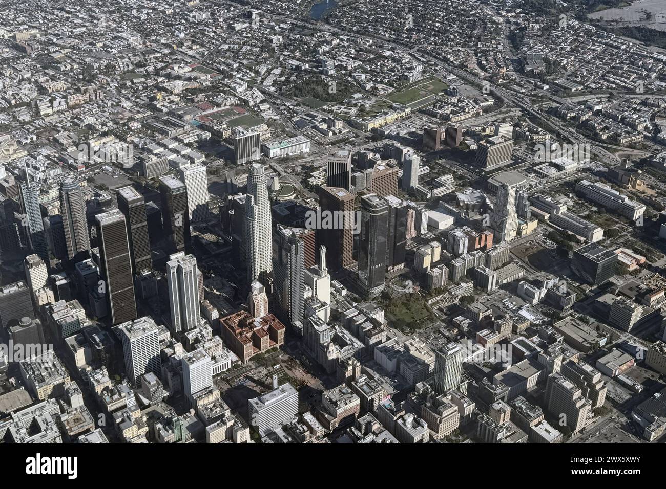 A general overall aerial view of downtown Los Angels on Monday, March ...