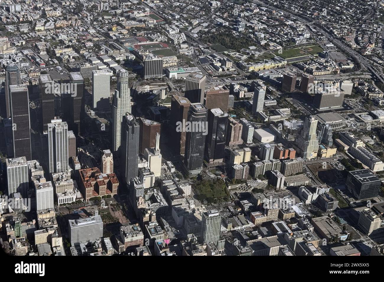 A general overall aerial view of downtown Los Angels on Monday, March ...