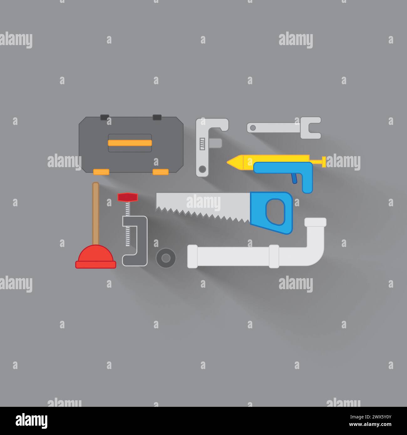 Abstract, tools and equipment for maintenance icon with kit and grinder ...