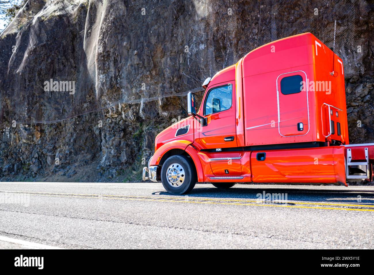 Industrial carrier long hauler red big rig semi truck tractor with ...