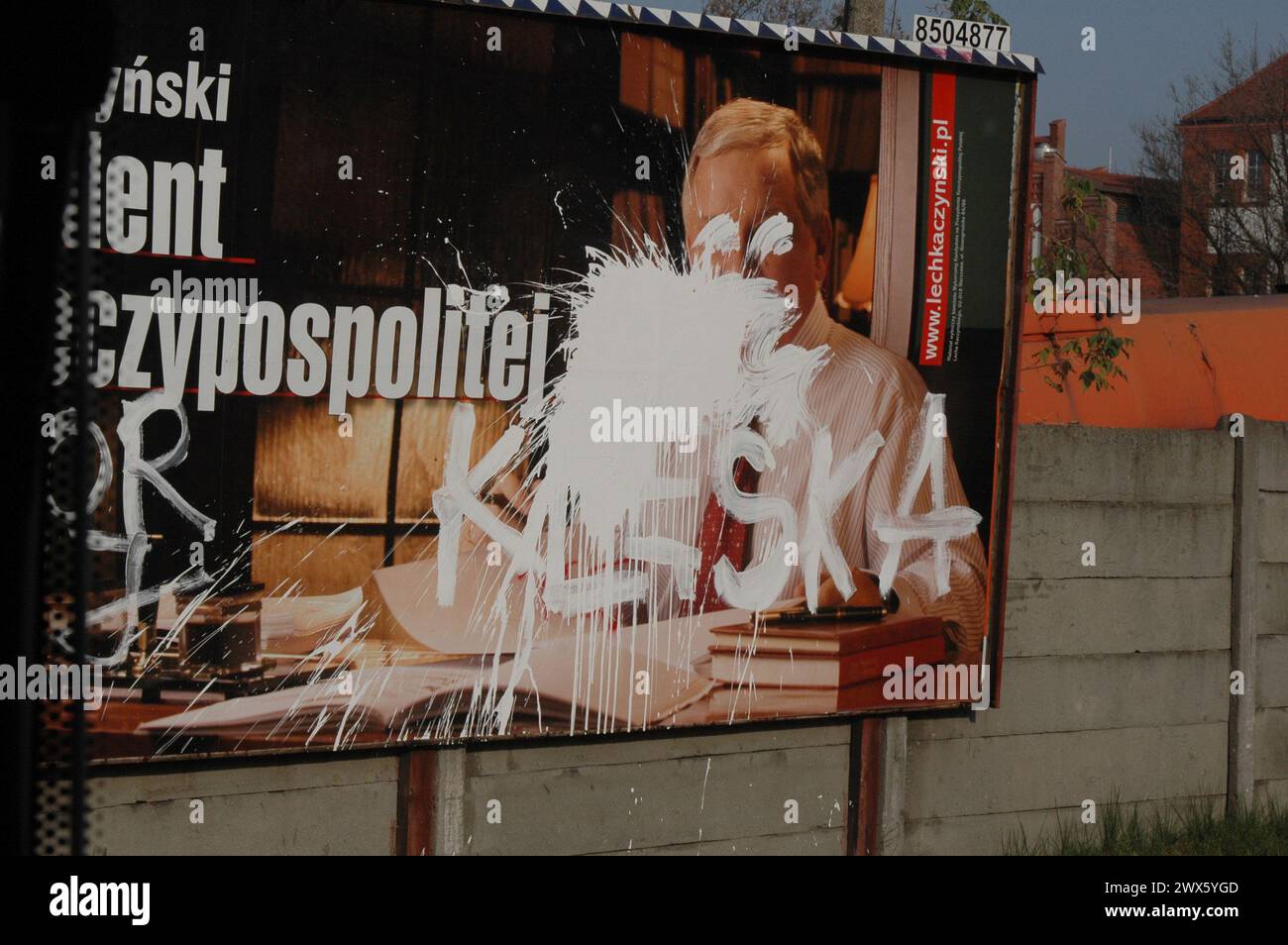 Polish president election candidate Lech Kaczynski poster in Poznan ...