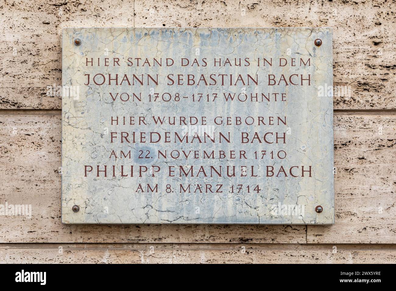 Weimar, Germany - March 18, 2024: memorial plaque of composerJohann ...