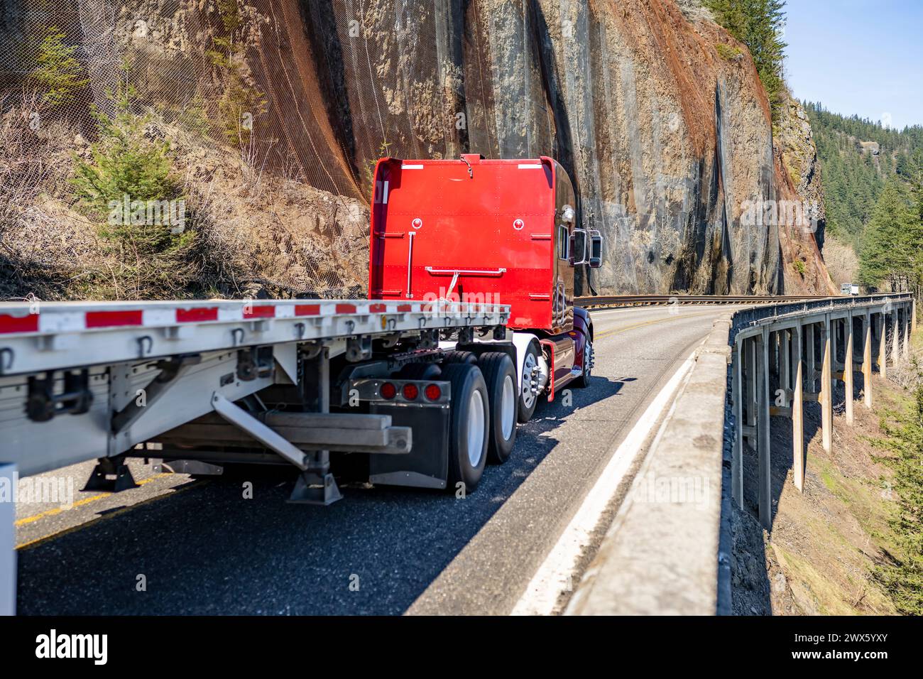 Industrial carrier long hauler red big rig semi truck tractor with ...