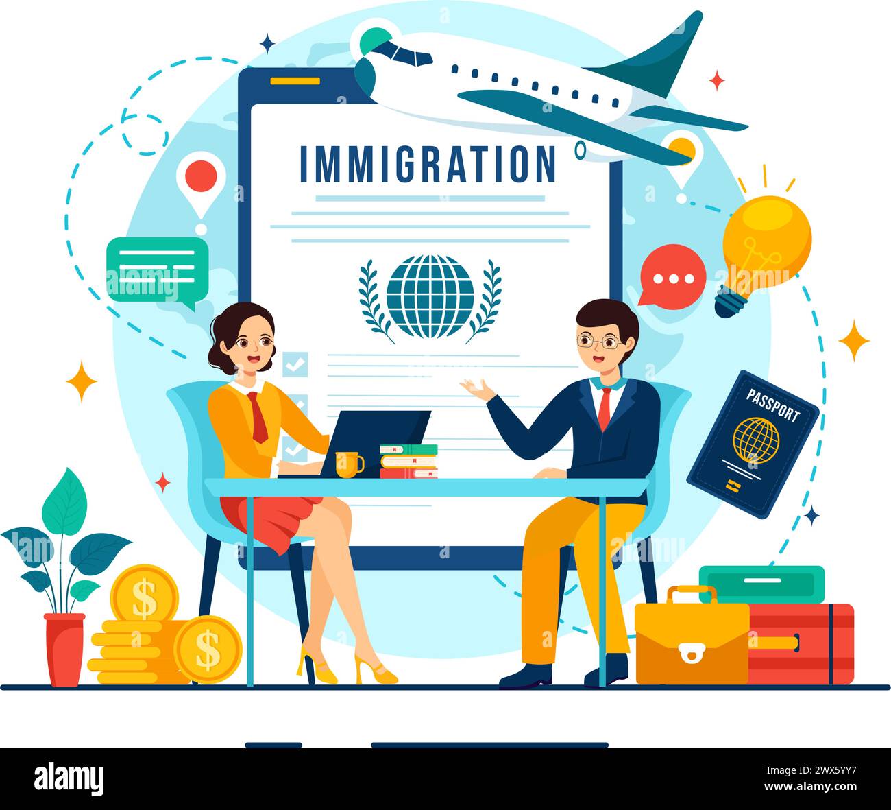 Immigration illustration Stock Vector Images - Alamy
