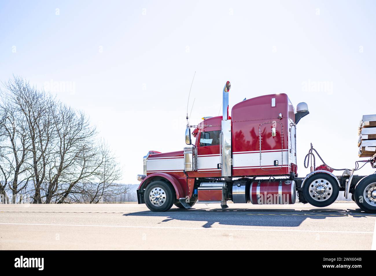 Industrial carrier long hauler red big rig semi truck tractor with ...