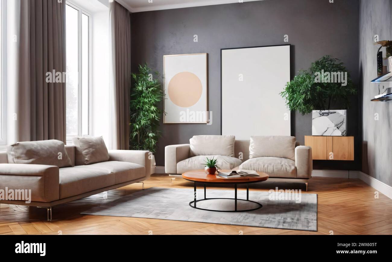 Interior design with mockup placeholder Stock Photo - Alamy