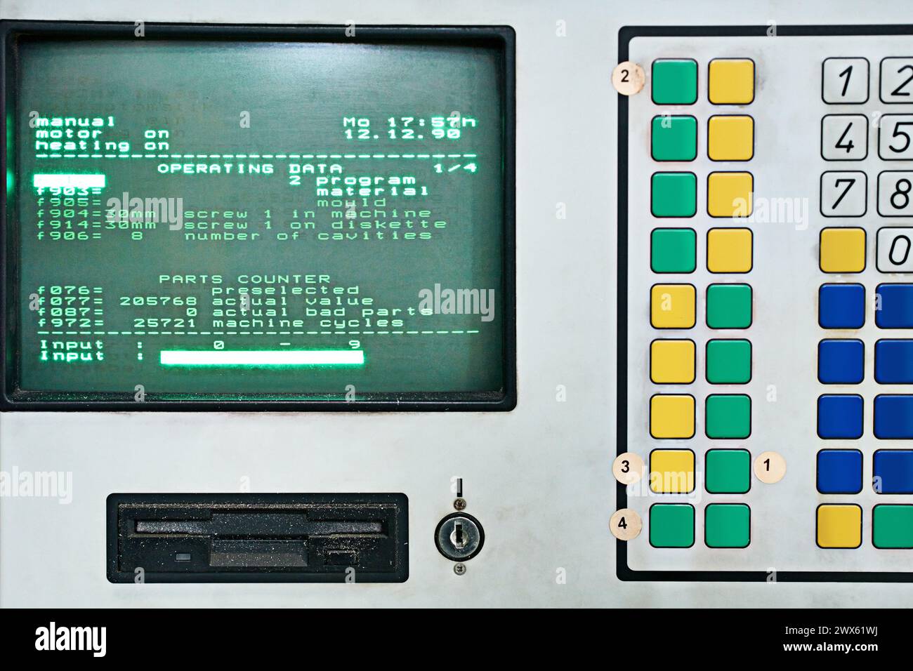 Control panel, factory and machine with closeup, technology and ...